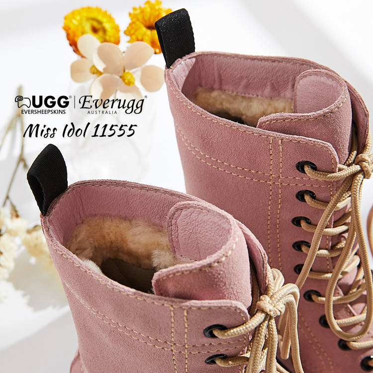 【女款】 Everugg秋冬新款雪地靴鞋子马丁靴亚光牛皮防水羊毛靴子 粉色 11555pink - 全民海淘 纵有等待,终究值得