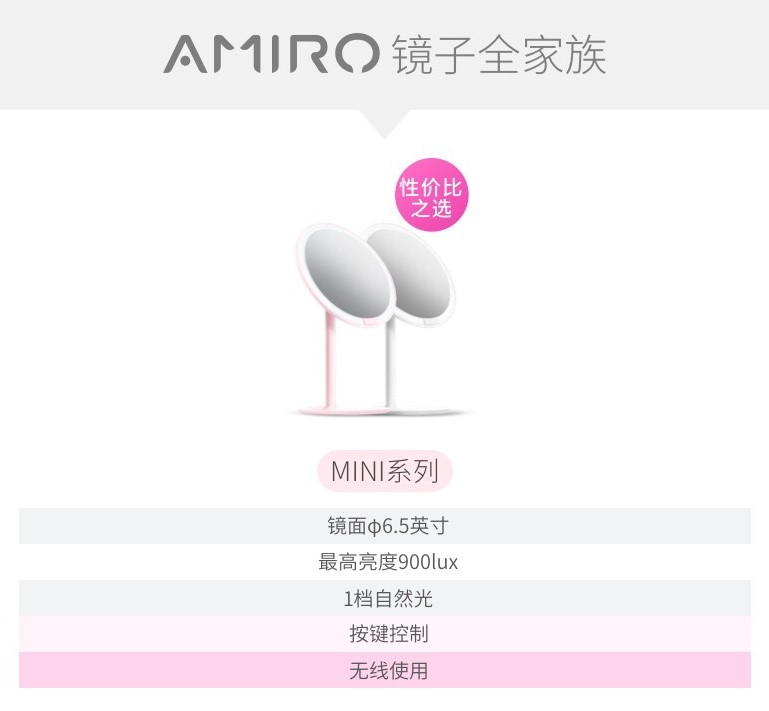 AMIRO化妆镜MINI系列高清日光镜LED化妆镜带灯随身随行网红镜子 FHLI-01 - 全民海淘 纵有等待,终究值得