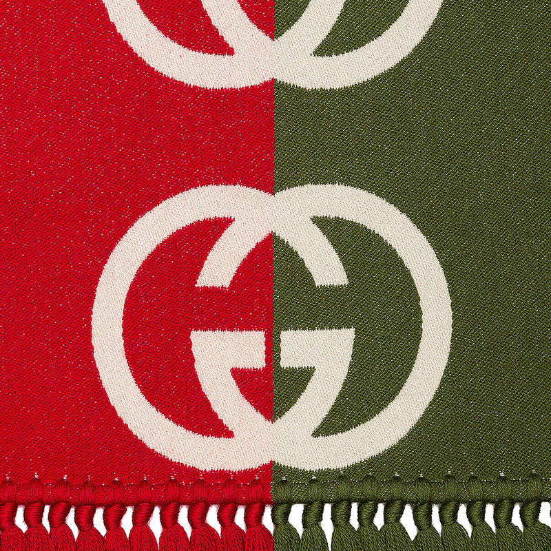 【男款】 GUCCI 男士红/绿色标志logo围巾 575606-4G184-3174 - 全民海淘 纵有等待,终究值得